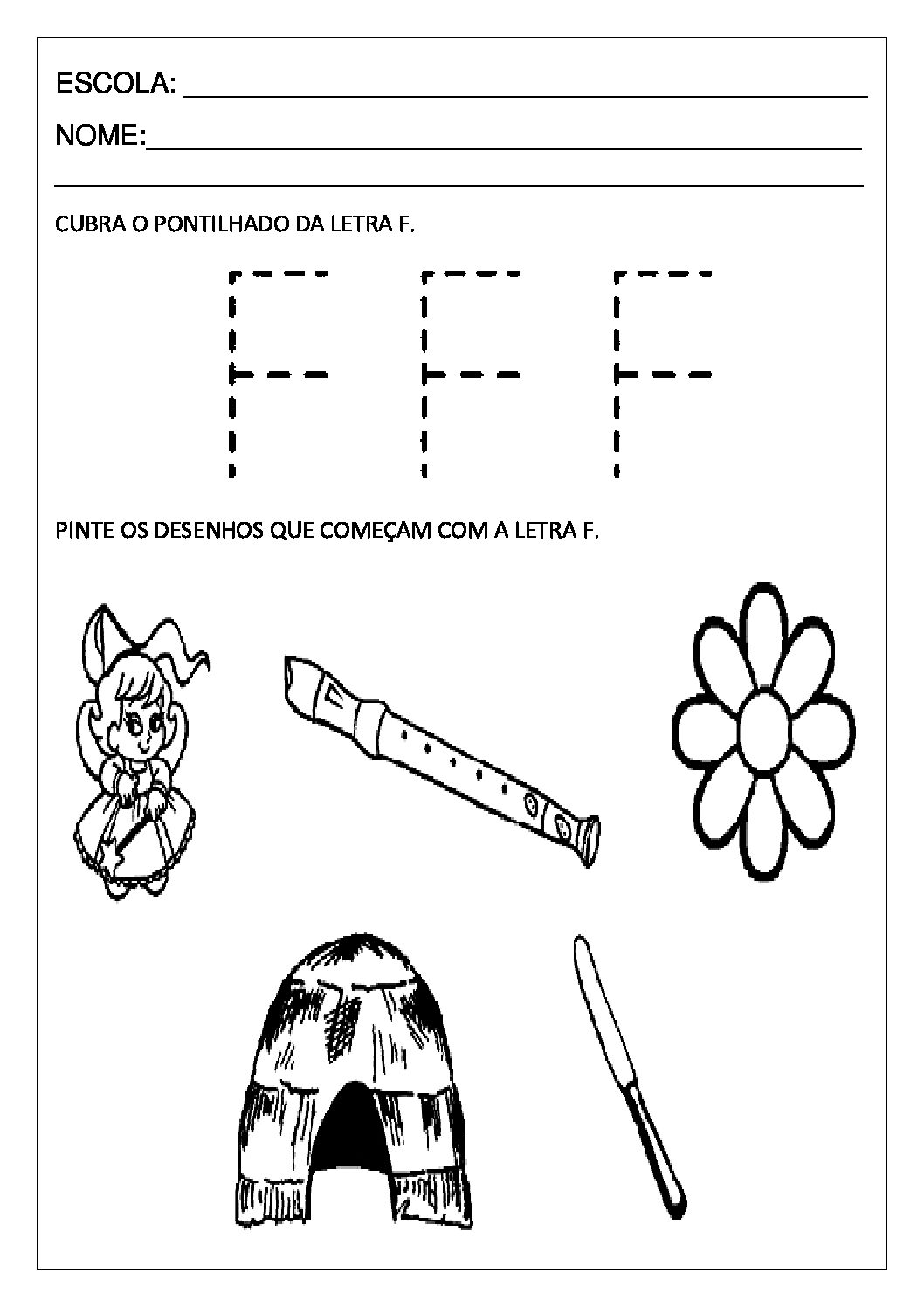 Arquivo de Atividades com a letra F